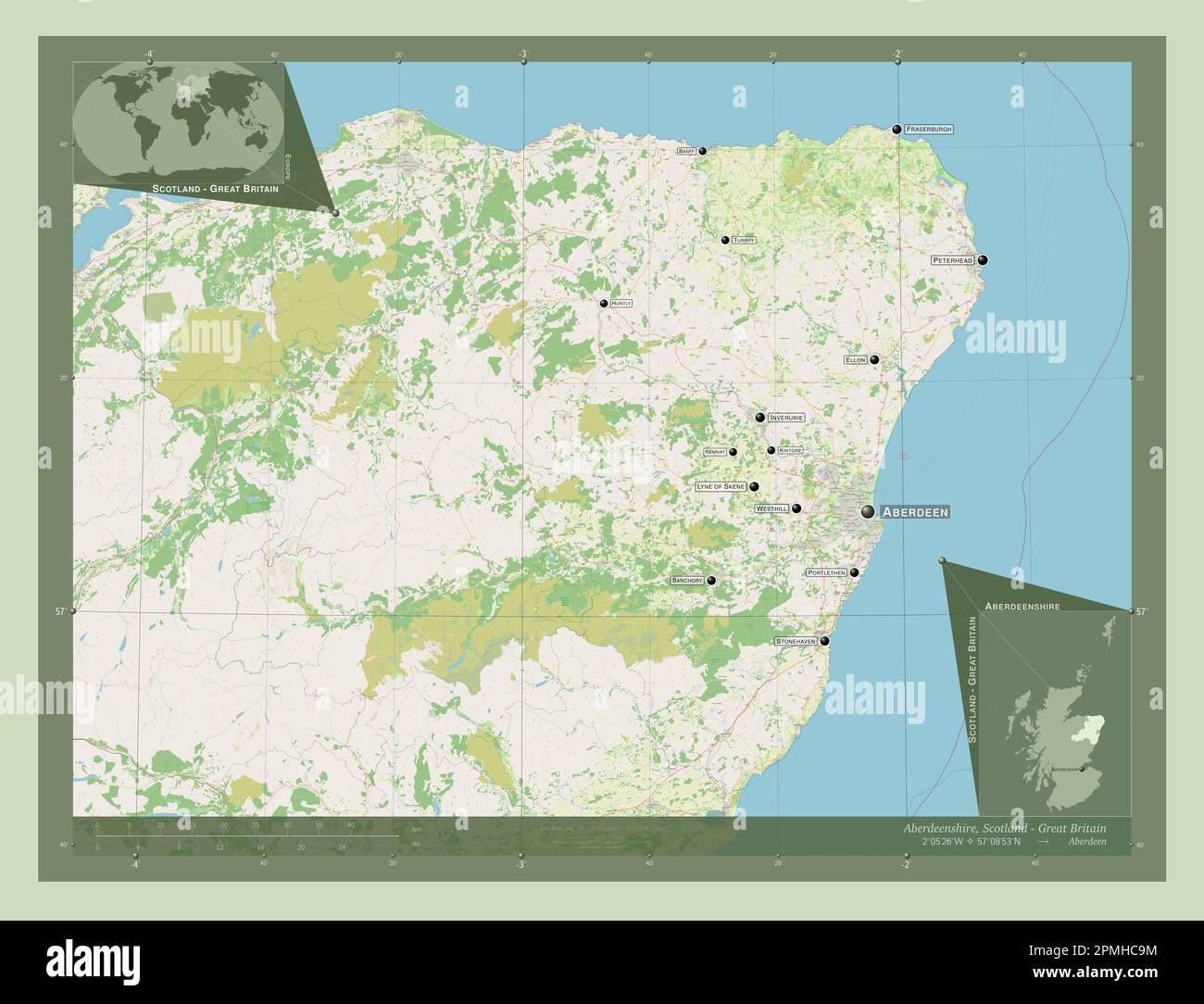 Aberdeenshire, region of Scotland - Great Britain. Open Street Map ...
