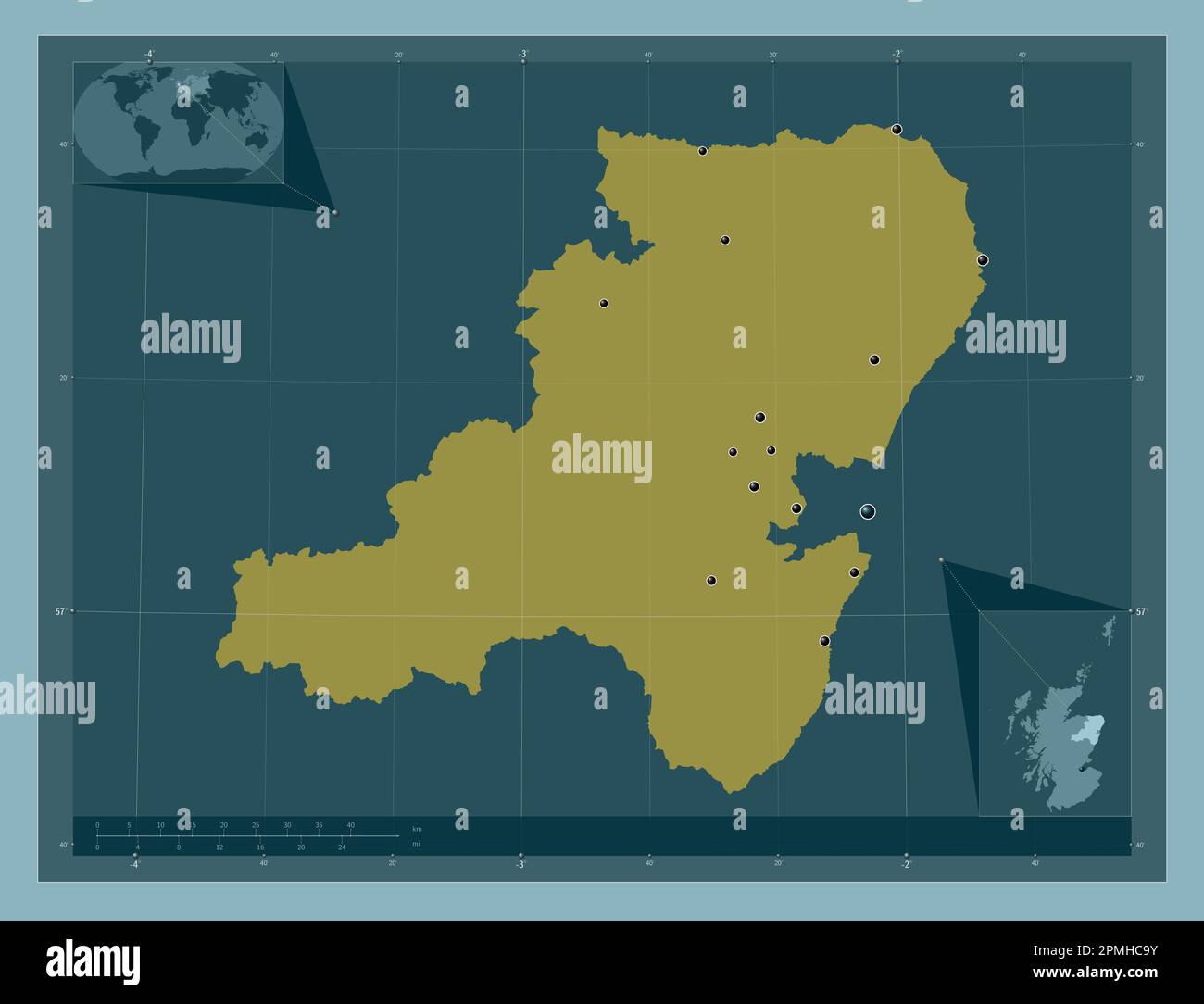 Aberdeenshire, region of Scotland - Great Britain. Solid color shape ...