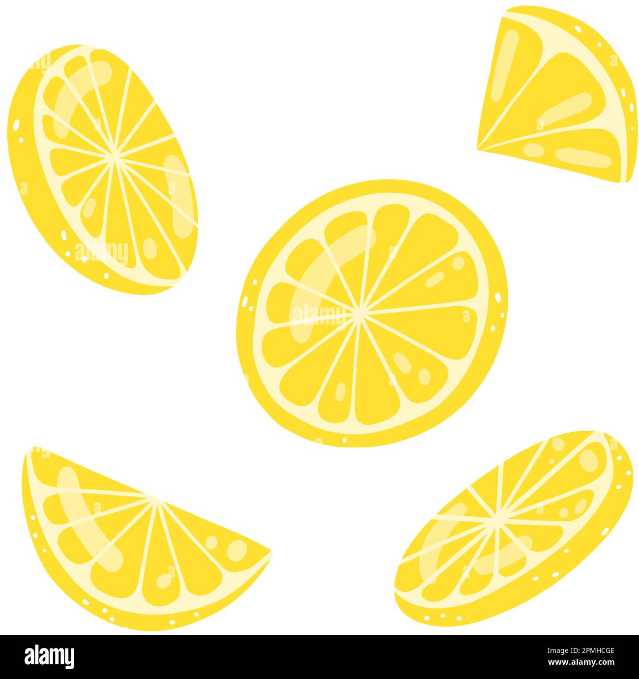 Set of hand drawn lemon slices. vector illustration of cut tasty citrus ...