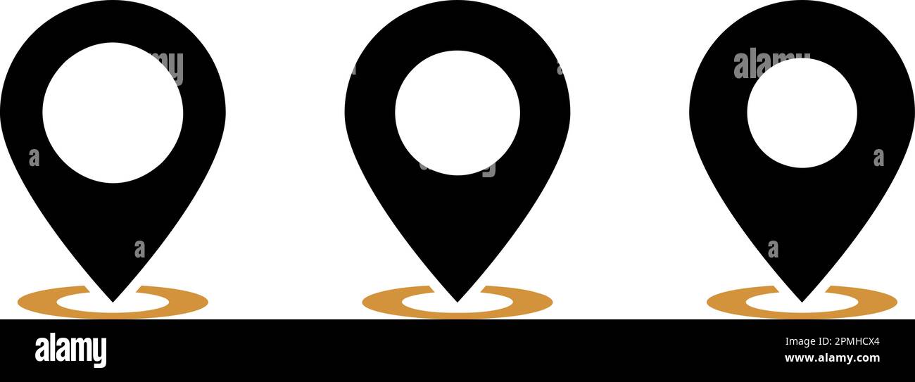 Set of vector flat icons of location pin as place position concept ...
