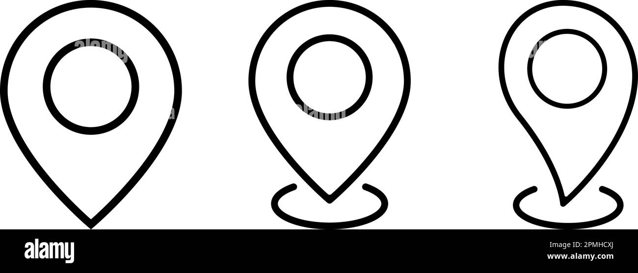 Set of linear vector icons of location pin as navigation concept Stock ...