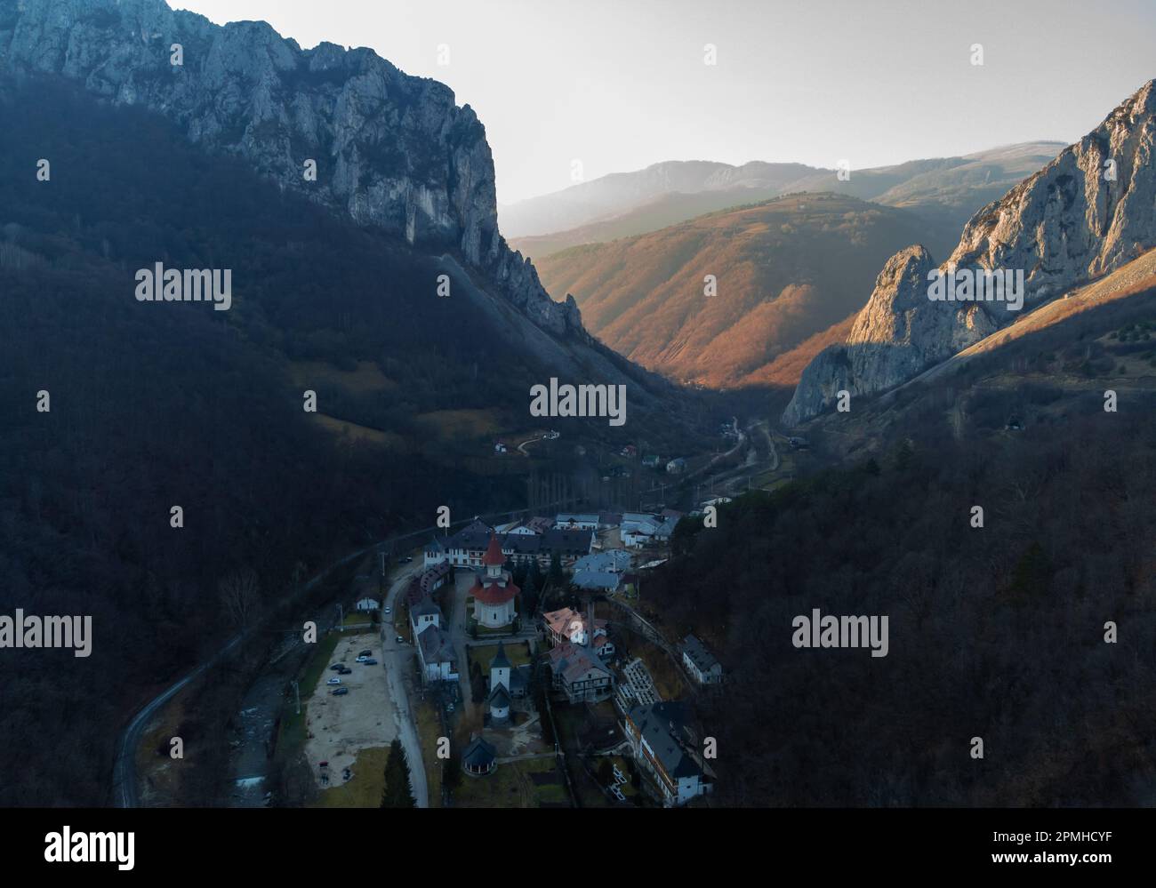 Aerial view of the Ramet monastery - Romania in Apuseni mountains Stock ...