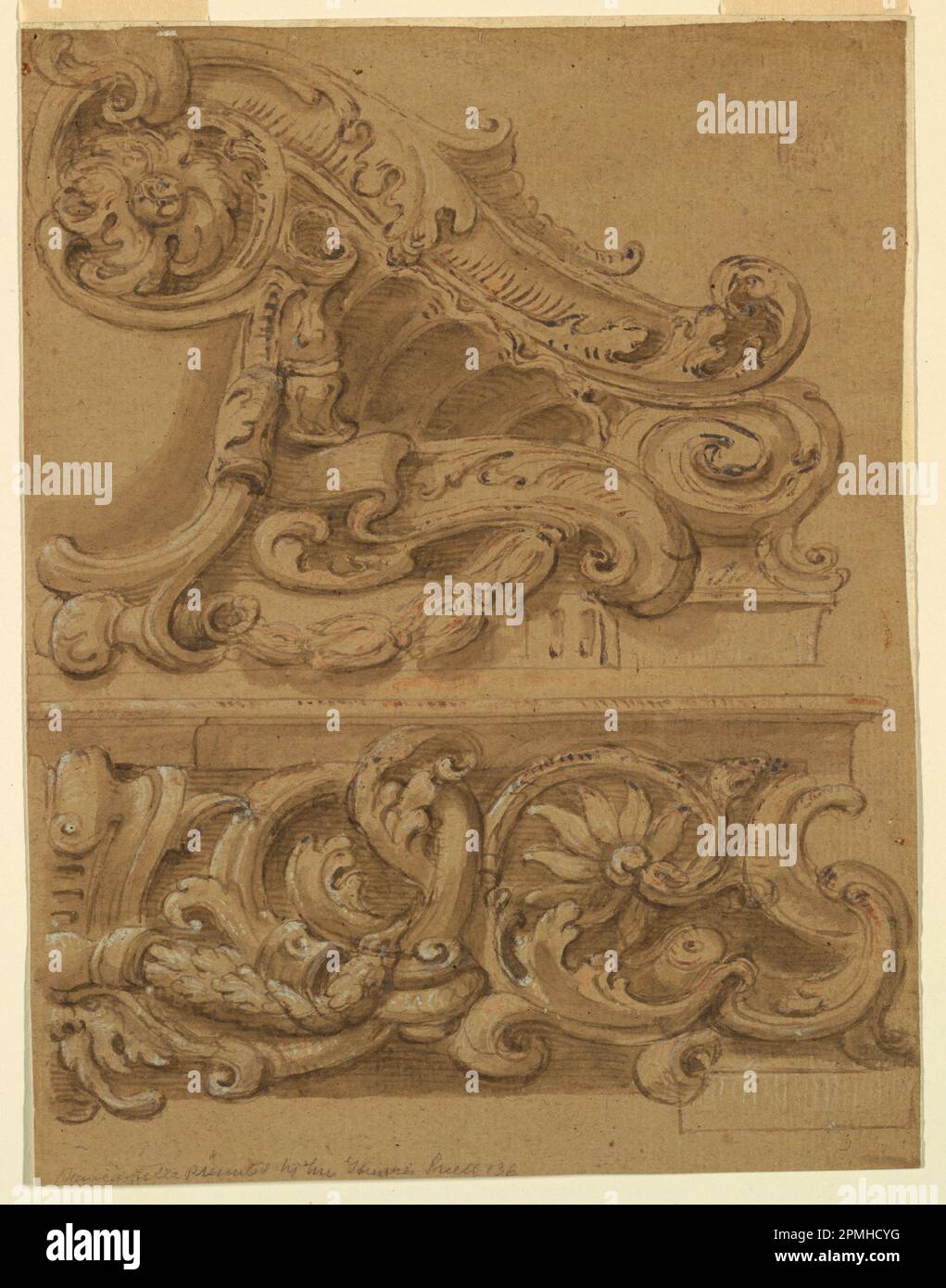 Drawing, Project for an Entablature and Pediment; Italy; pencil, pen ...