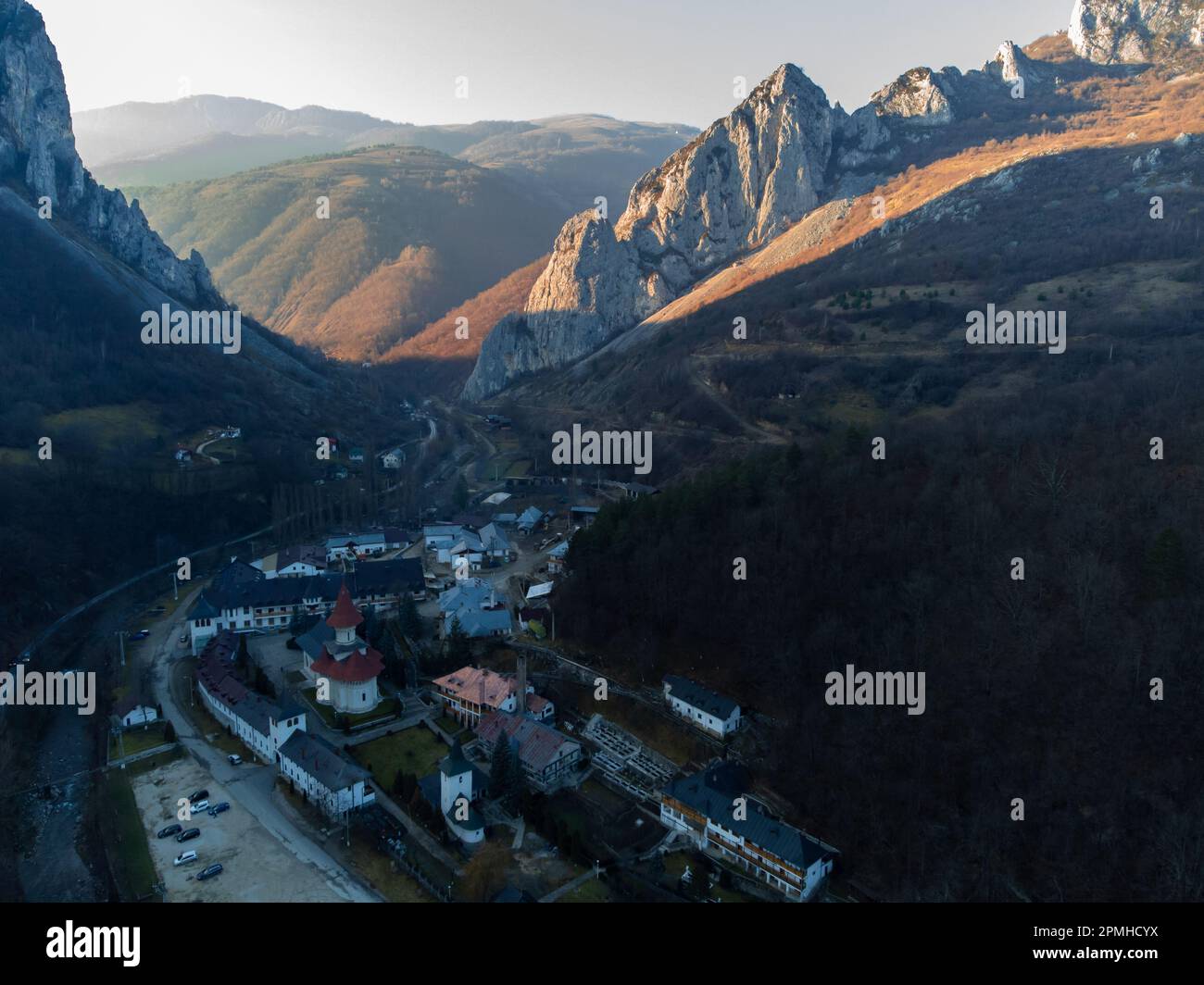 Aerial view of the Ramet monastery - Romania in Apuseni mountains Stock ...