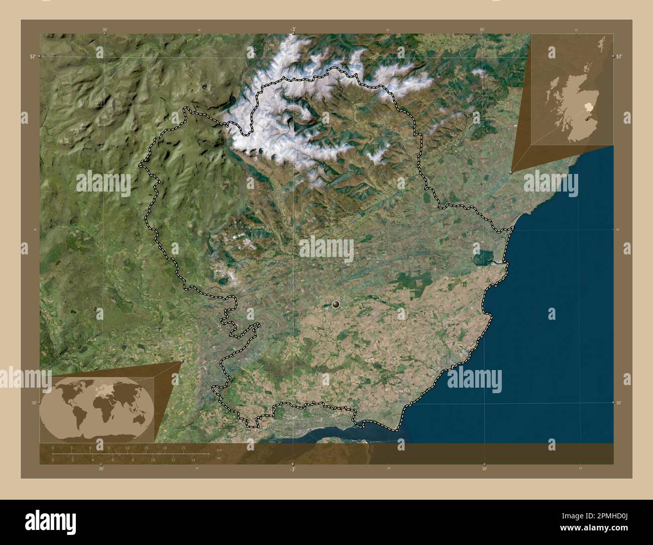 Angus, region of Scotland - Great Britain. Low resolution satellite map ...