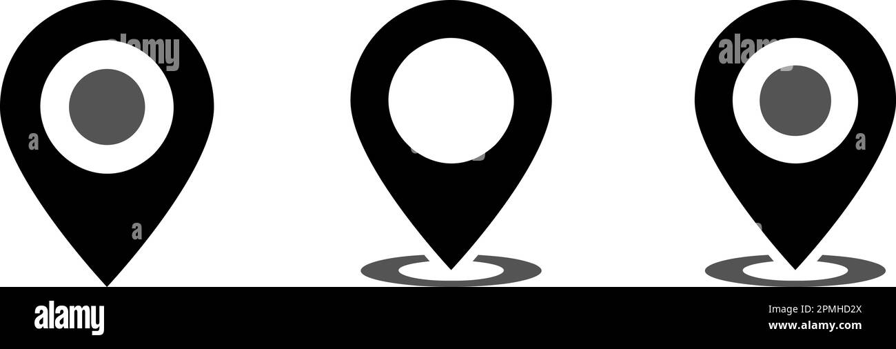 Set of vector flat icons of location pin as concept of navigation Stock ...