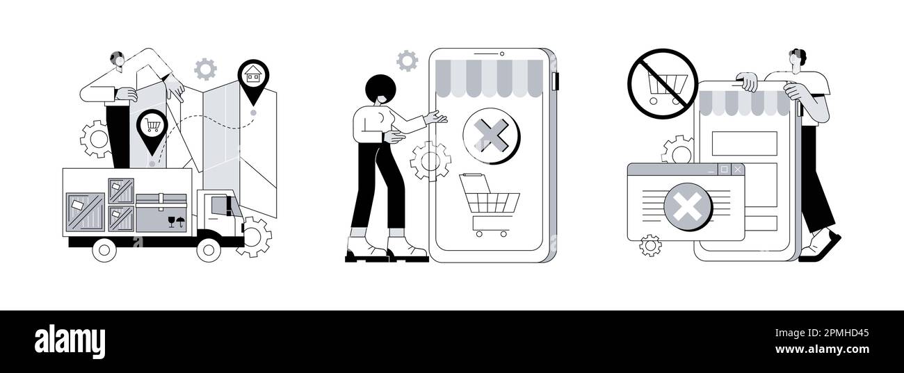 Order status abstract concept vector illustration set. Order shipped ...