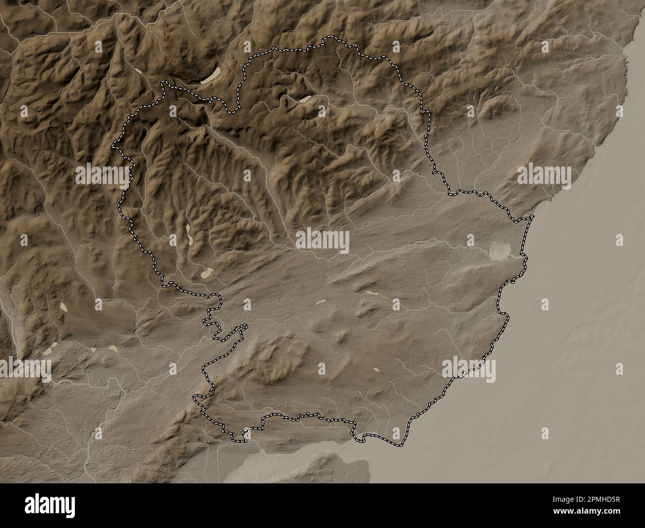 Angus, region of Scotland - Great Britain. Elevation map colored in ...