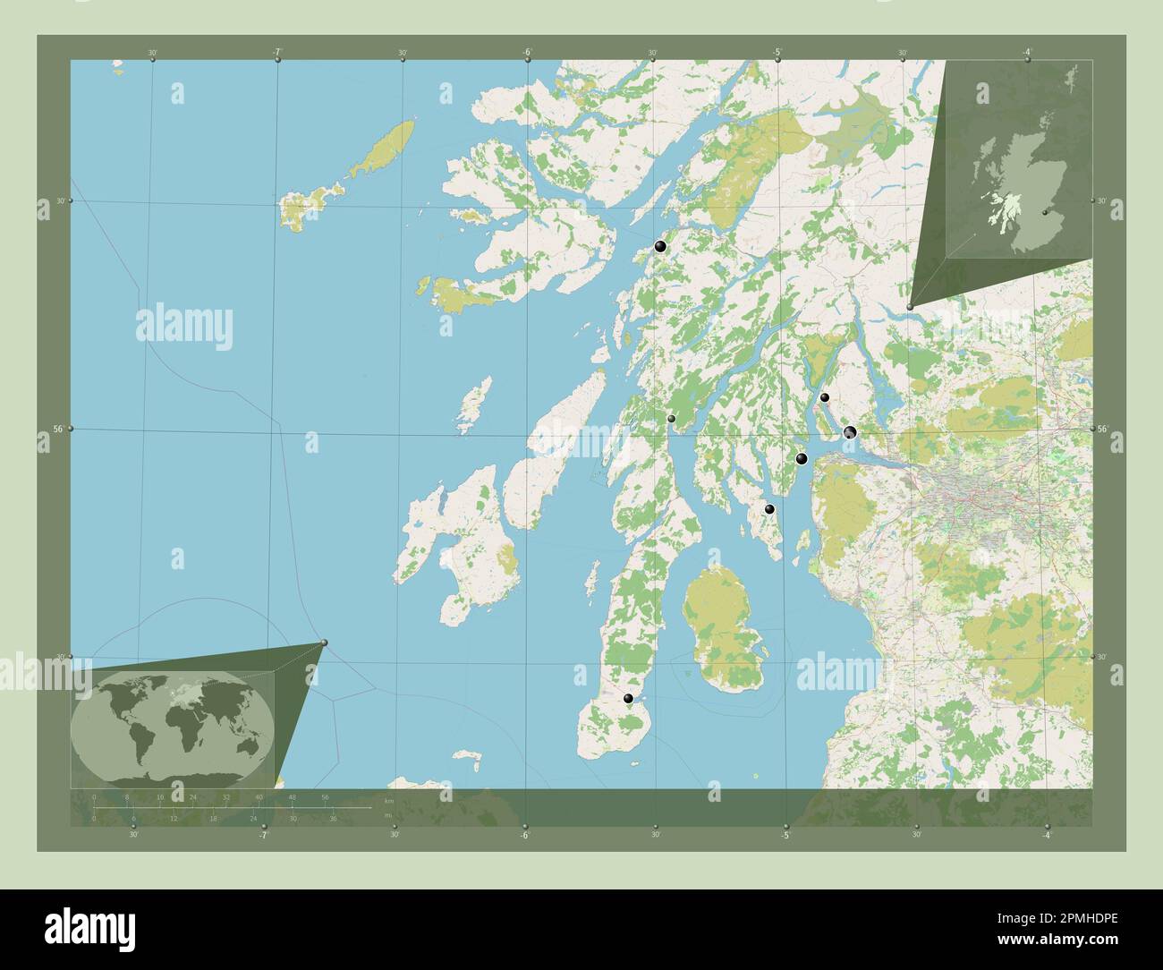 Argyll and Bute, region of Scotland - Great Britain. Open Street Map ...