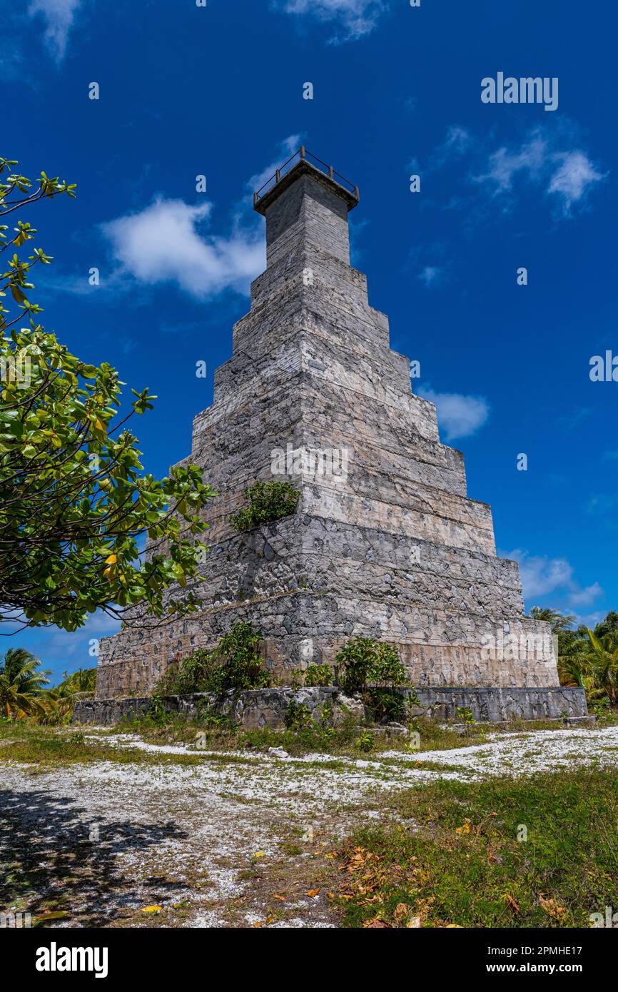 Anceint lighthouse, Fakarava, Tuamotu archipelago, French Polynesia ...