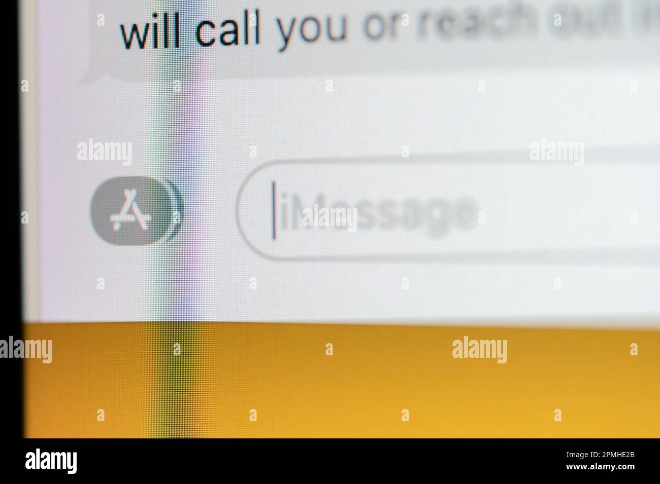 New york, USA - April 12, 2023: Start texting in Imessage on computer ...