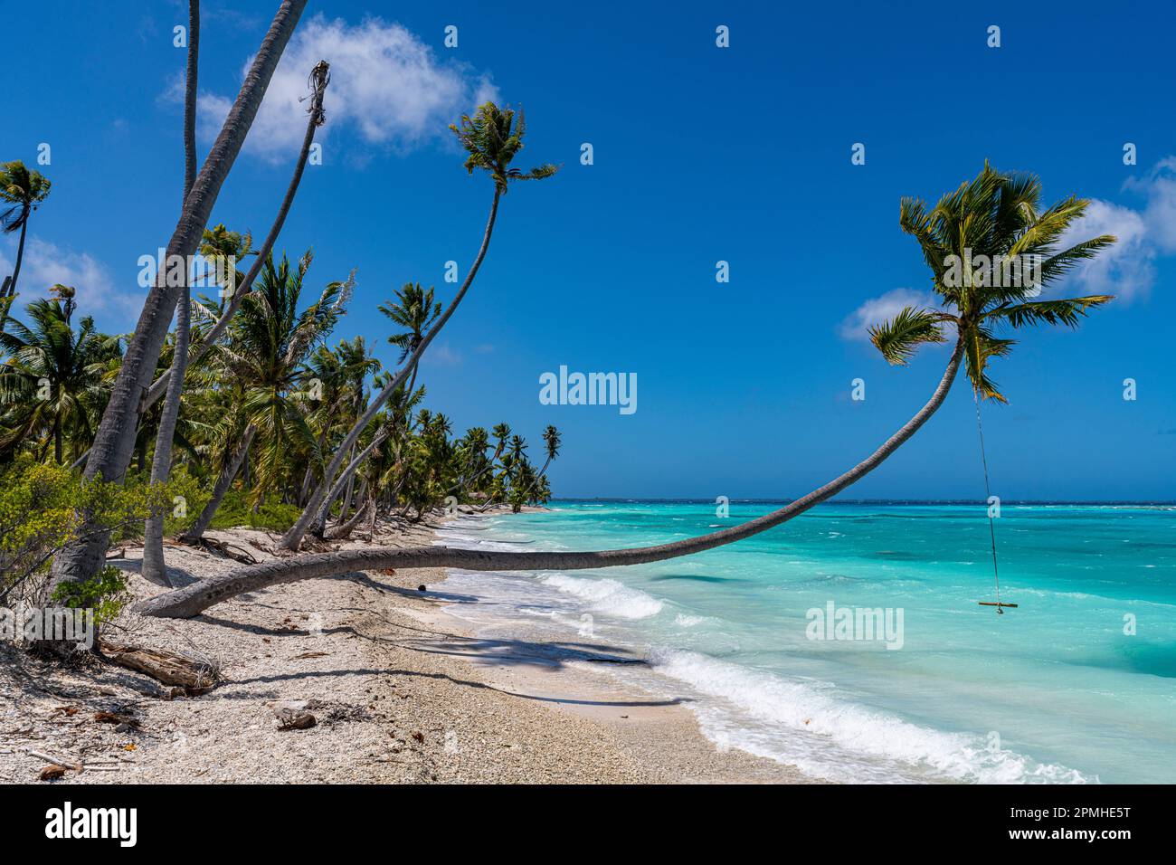 White sand PK-9 beach, Fakarava, Tuamotu archipelago, French Polynesia ...