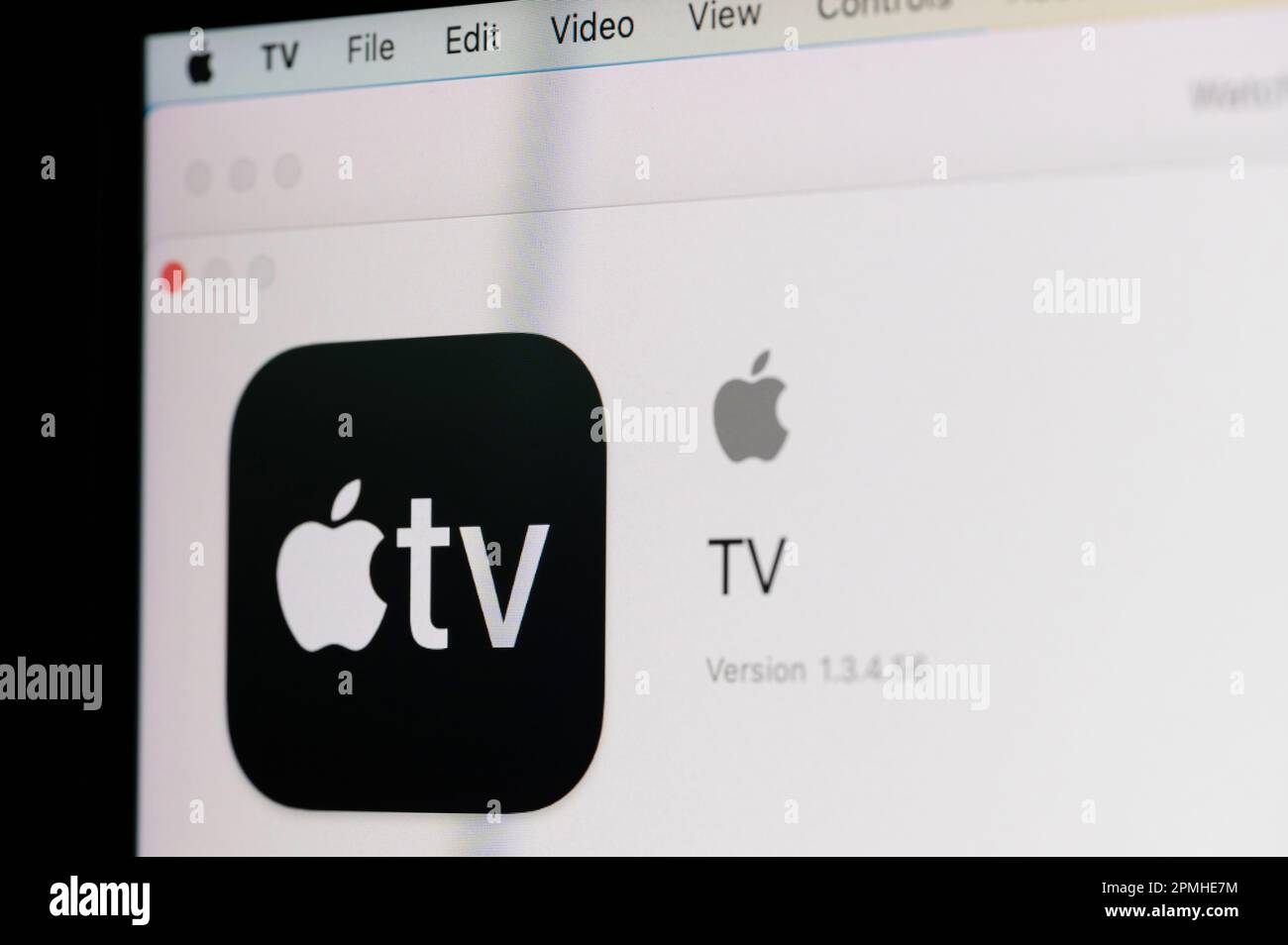 New york, USA - April 12, 2023: Checking Apple tv version on computer ...