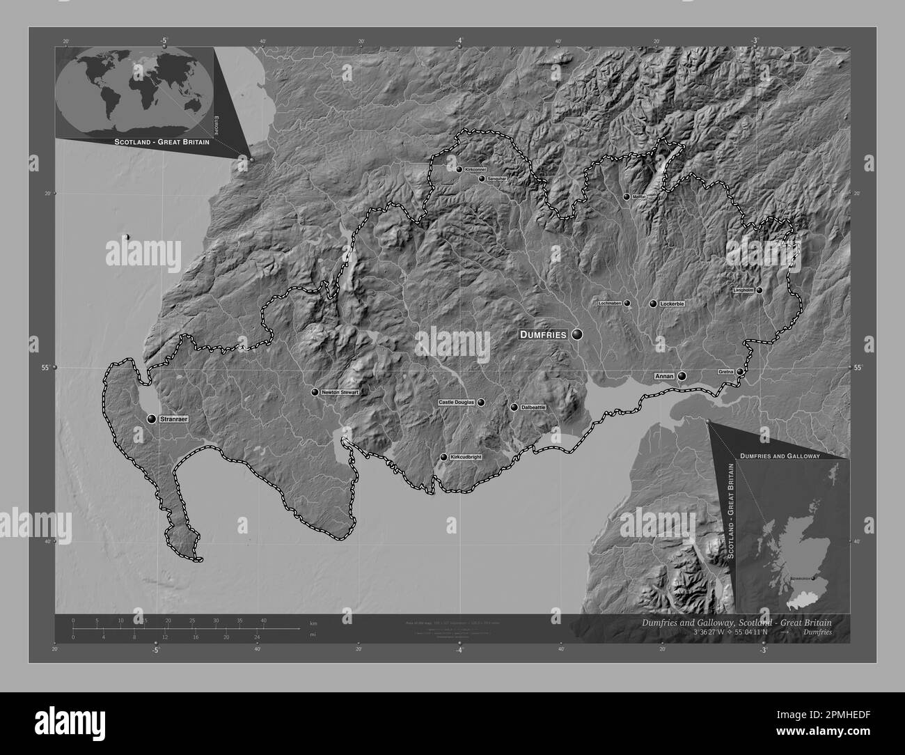 Map of dumfries and galloway Black and White Stock Photos & Images - Alamy