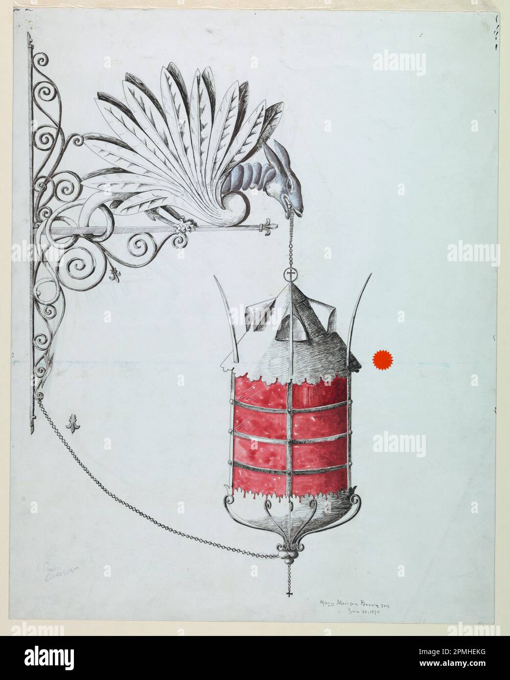 Drawing, Design for a Wrought Iron Light Fixture; Mary Morison Brownson ...