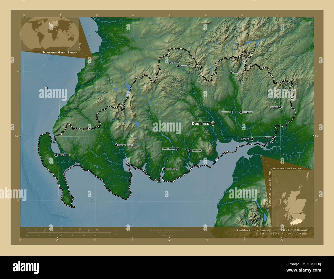 Dumfries and Galloway, region of Scotland - Great Britain. Colored ...