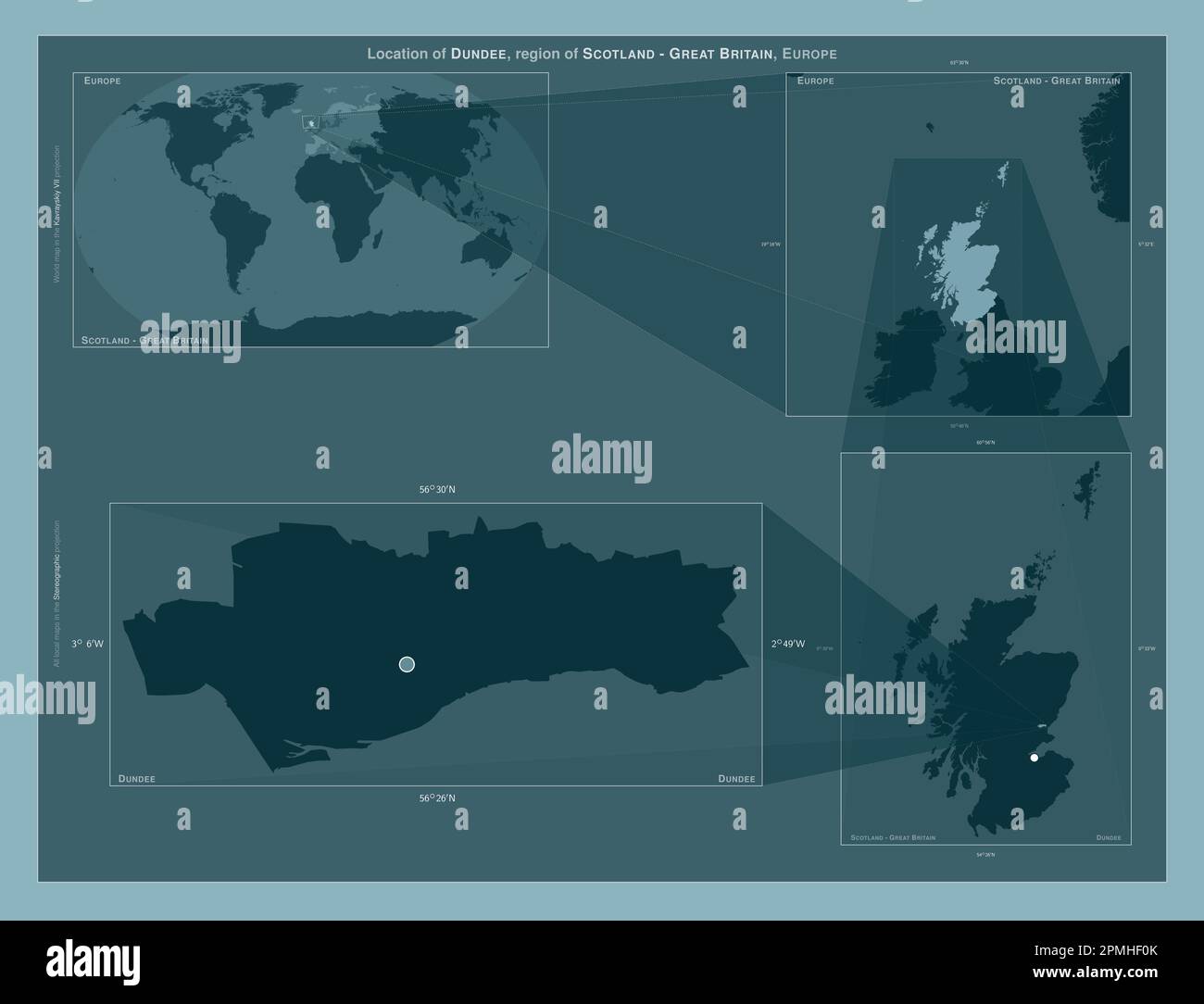 Dundee, region of Scotland - Great Britain. Diagram showing the ...