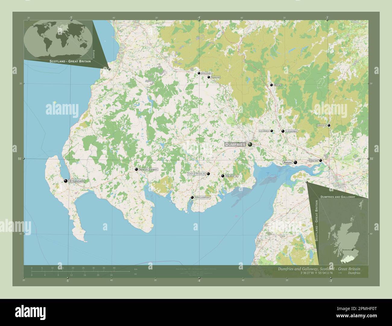 Dumfries and Galloway, region of Scotland - Great Britain. Open Street ...