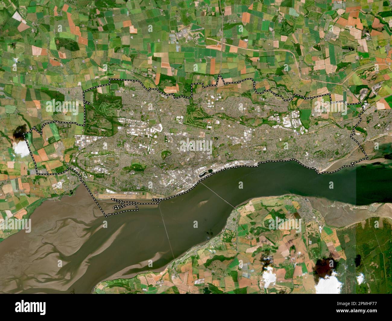 Dundee, region of Scotland - Great Britain. Low resolution satellite ...