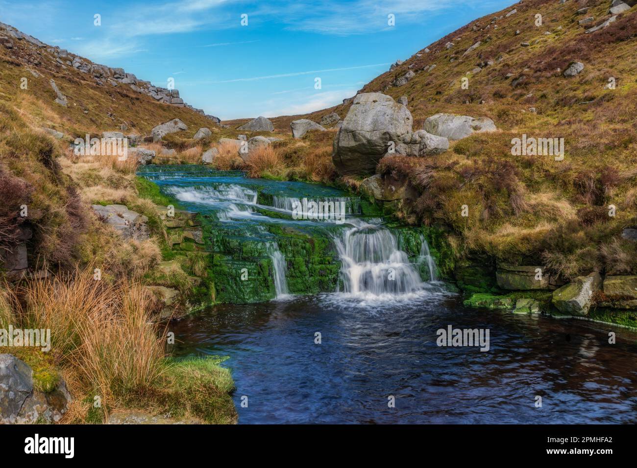 Waterfalls on The Infant Tarnbrook Wyre in Gables Clough above ...