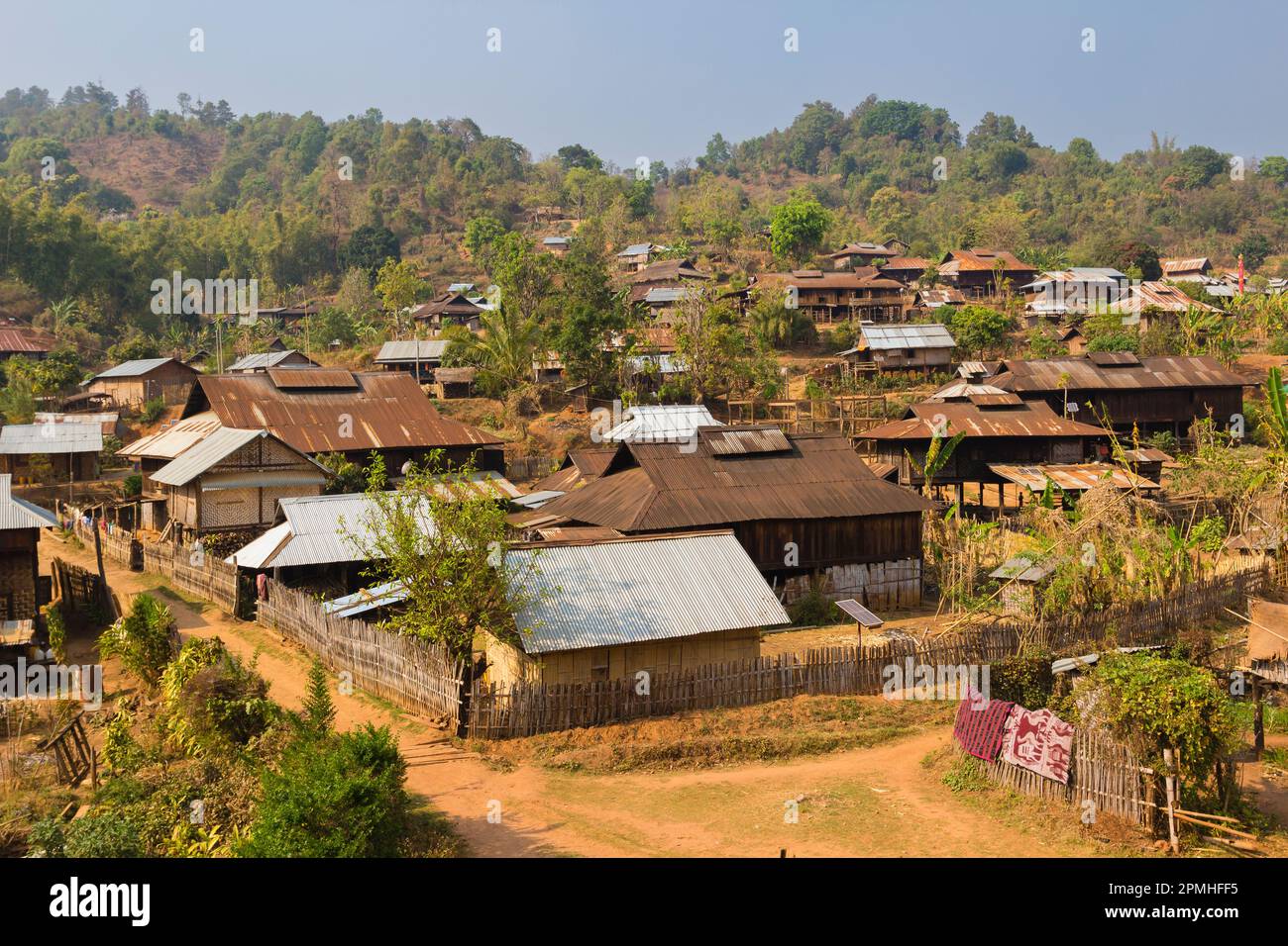 Mountain village in countryside, near Hsipaw, Shan State, Myanmar ...