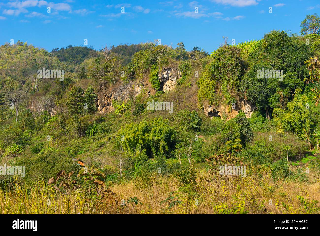 Limestone rocks in countryside near Hsipaw, Shan State, Myanmar (Burma ...