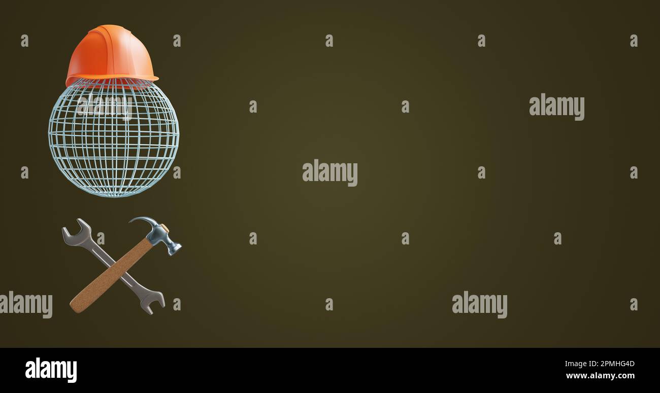 World Day for Safety and Health at Work. Planet frame with safety ...