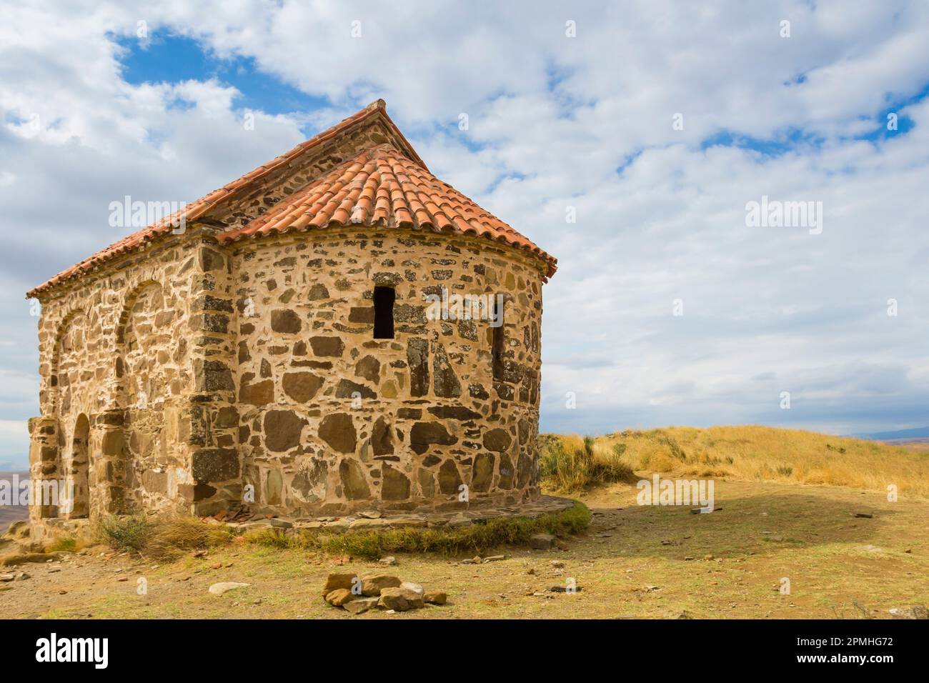 Guard house on border between Georgia and Azerbaijan near David Gareji ...