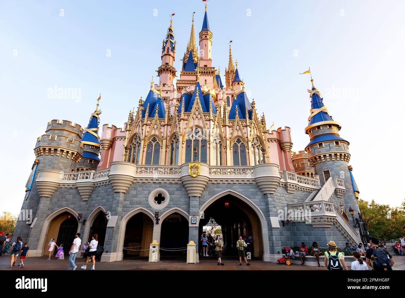 The iconic Cinderella Castle bathed in early evening light at Disney ...