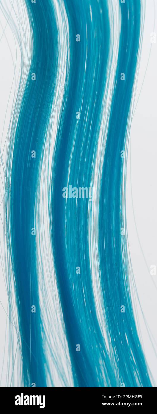 Healthy blue color hair background isolated on white studio background ...