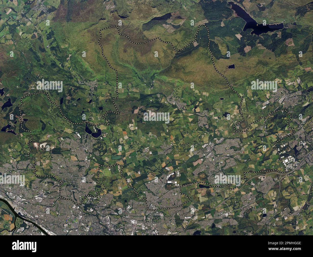 East Dunbartonshire, region of Scotland - Great Britain. High resolution satellite map Stock ...