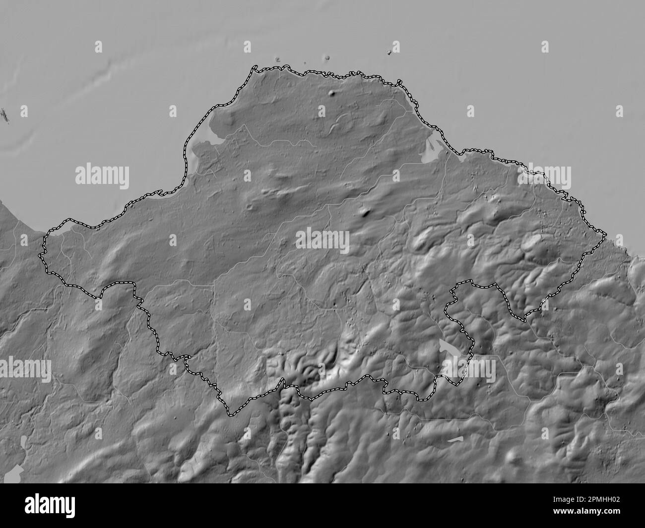 East Lothian, region of Scotland - Great Britain. Bilevel elevation map ...