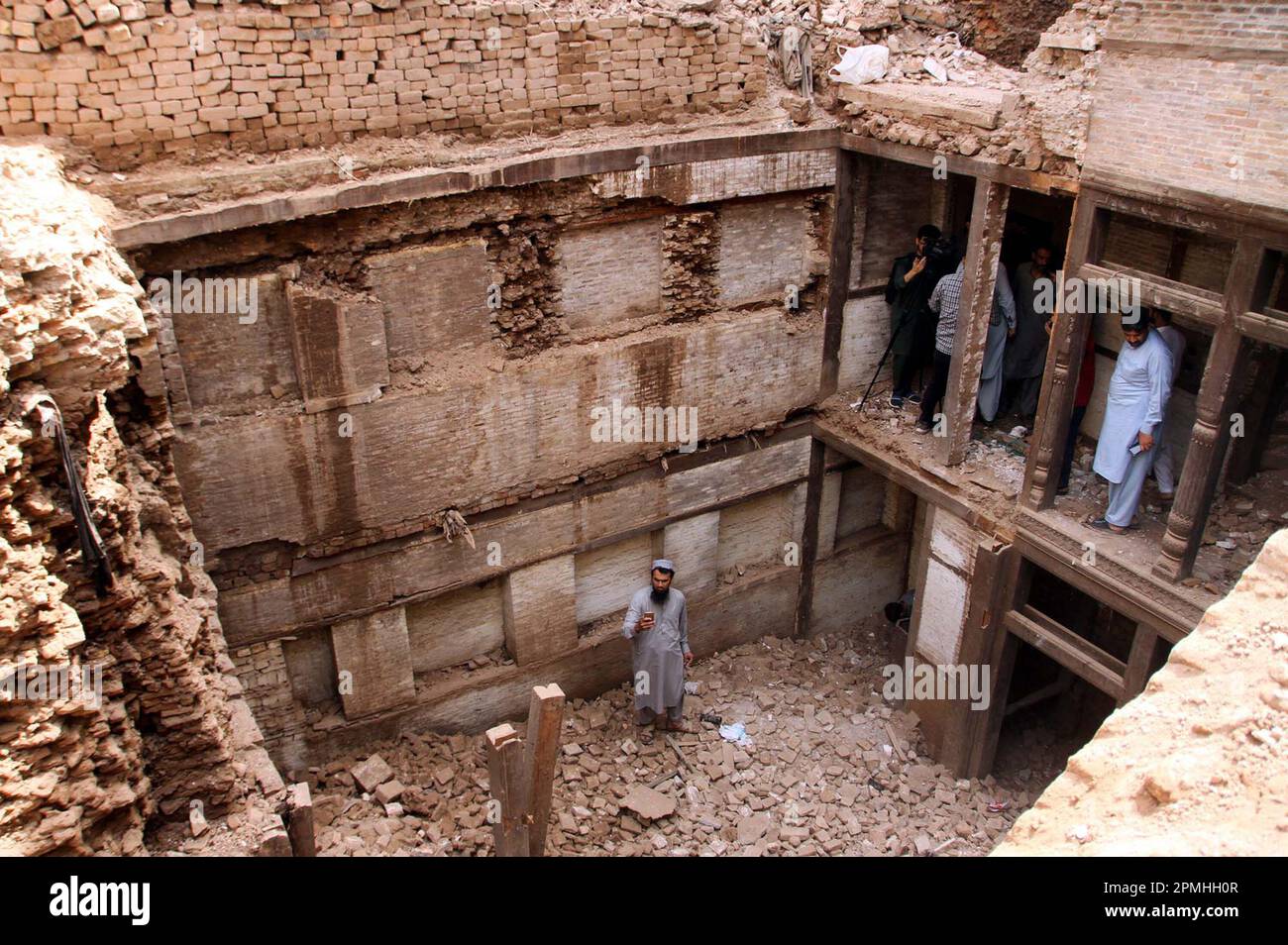 Peshawar, Pakistan, April 13, 2023. A Sikh-era two-storey building has ...