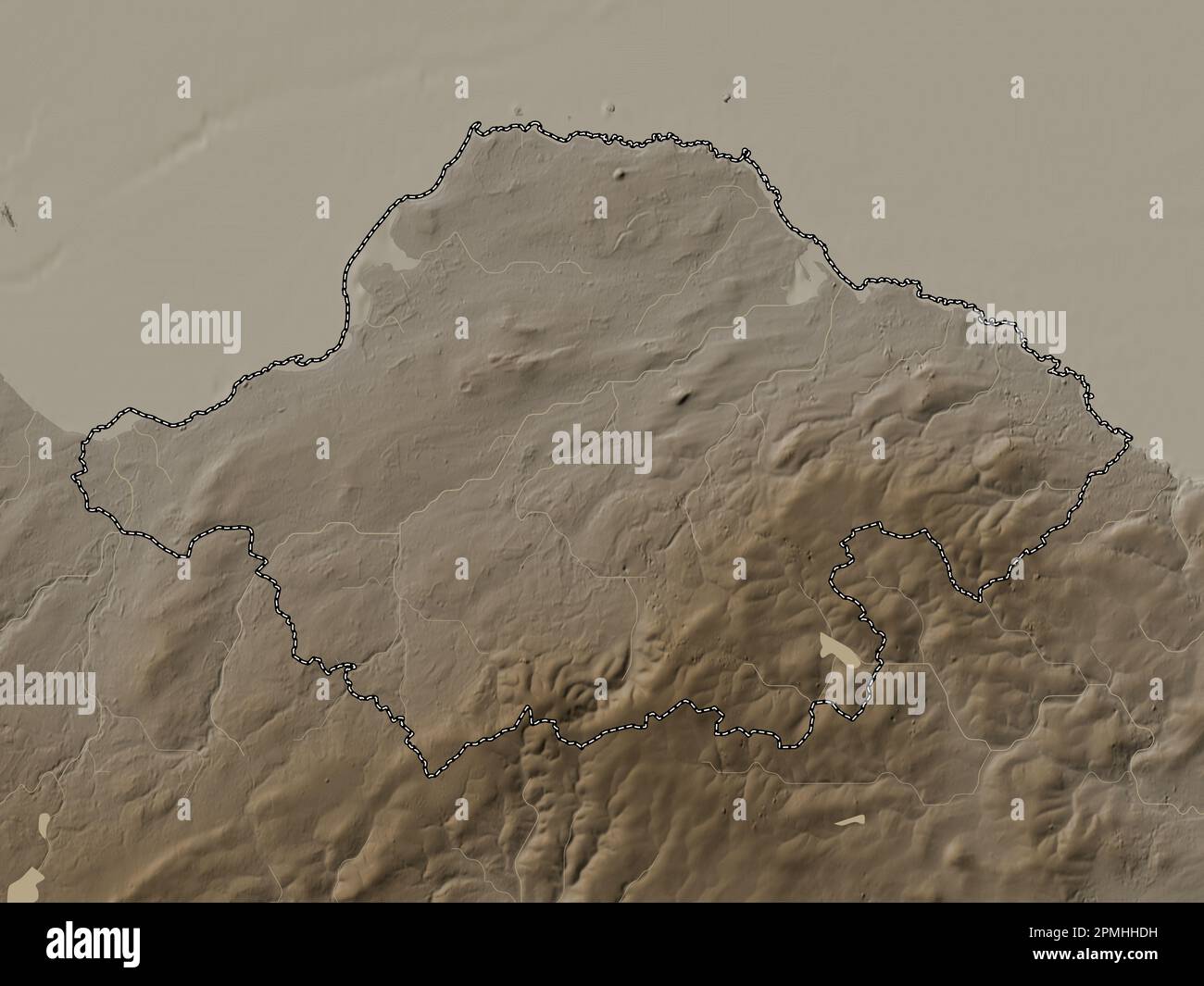 East Lothian, region of Scotland - Great Britain. Elevation map colored ...
