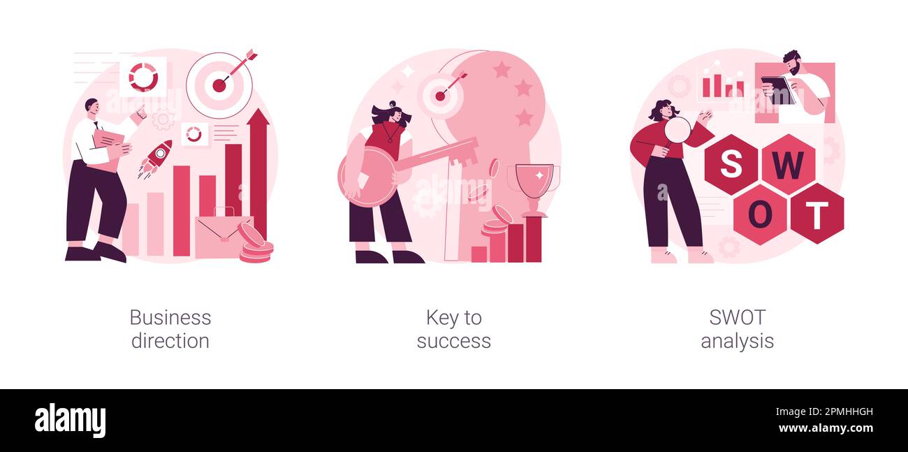 Company growth abstract concept vector illustration set. Business ...