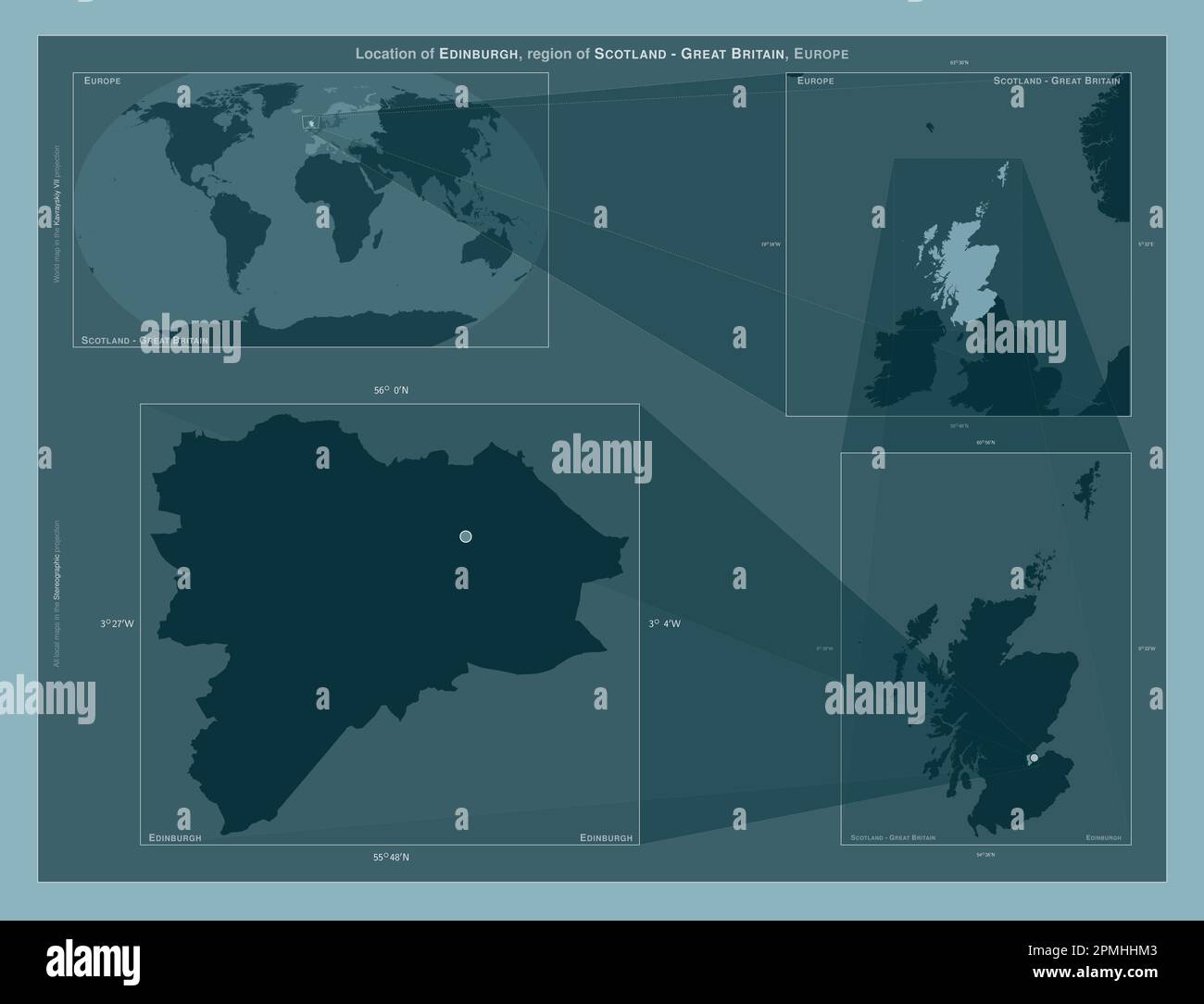 Edinburgh, region of Scotland - Great Britain. Diagram showing the ...