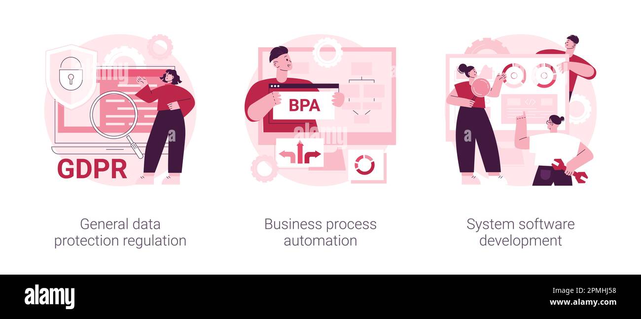 Digital transformation abstract concept vector illustration set. General data protection ...