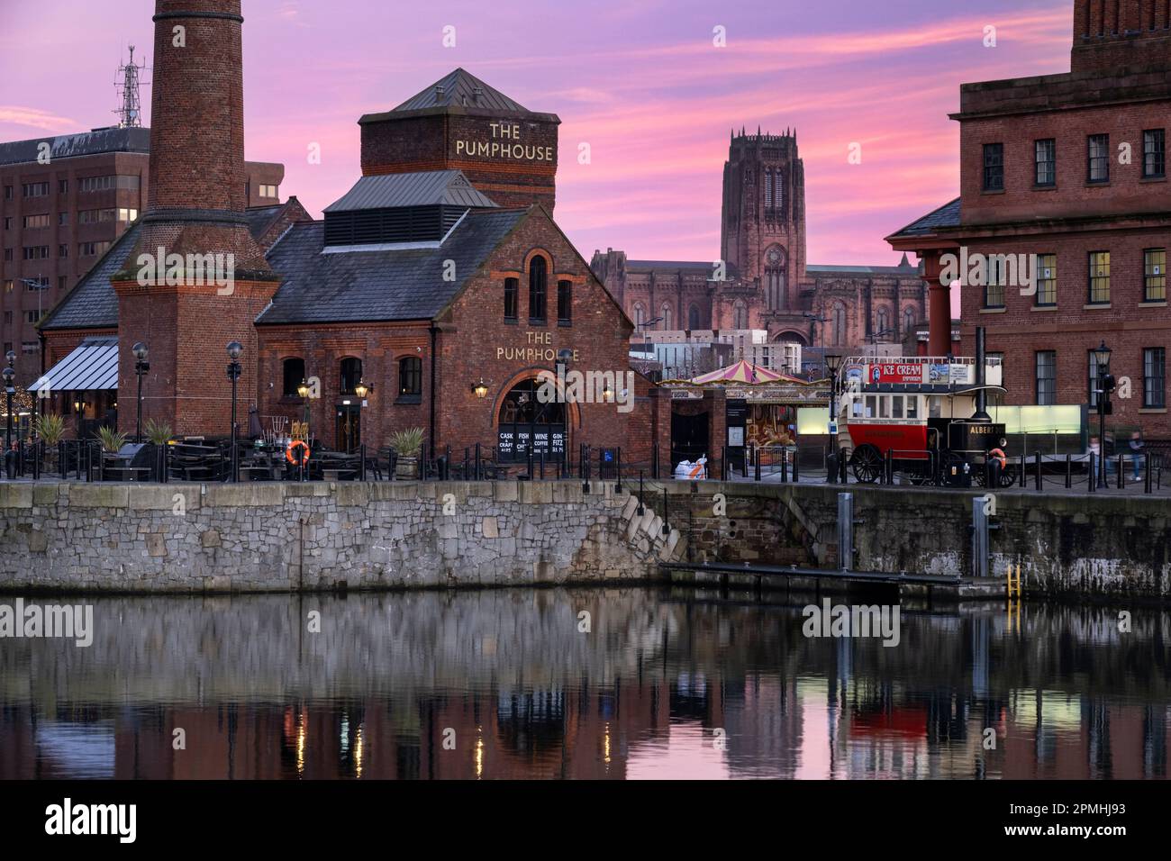 The Pumphouse and Liverpool Anglican Cathedral viewed across Canning ...