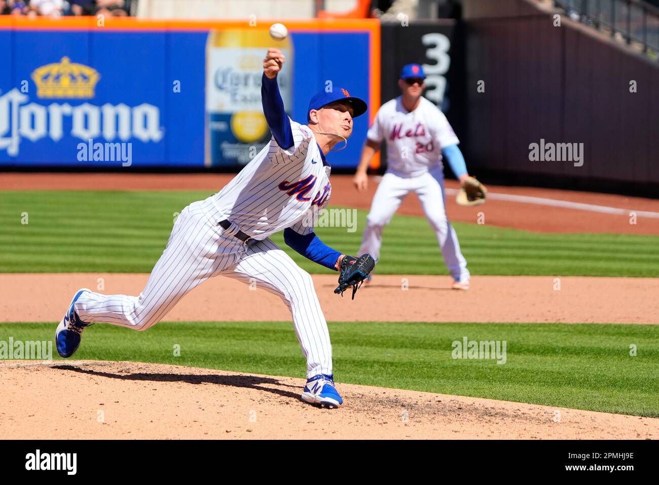 FLUSHING, NY - APRIL 12: New York Mets Pitcher Drew Smith (40) delivers ...
