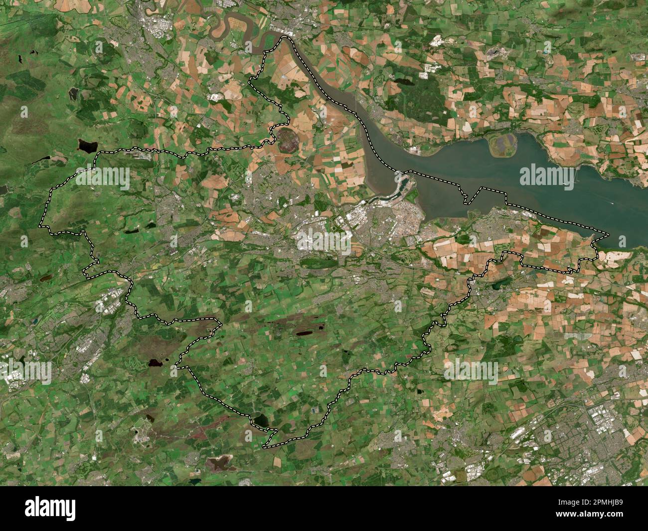 Falkirk, region of Scotland - Great Britain. Low resolution satellite ...