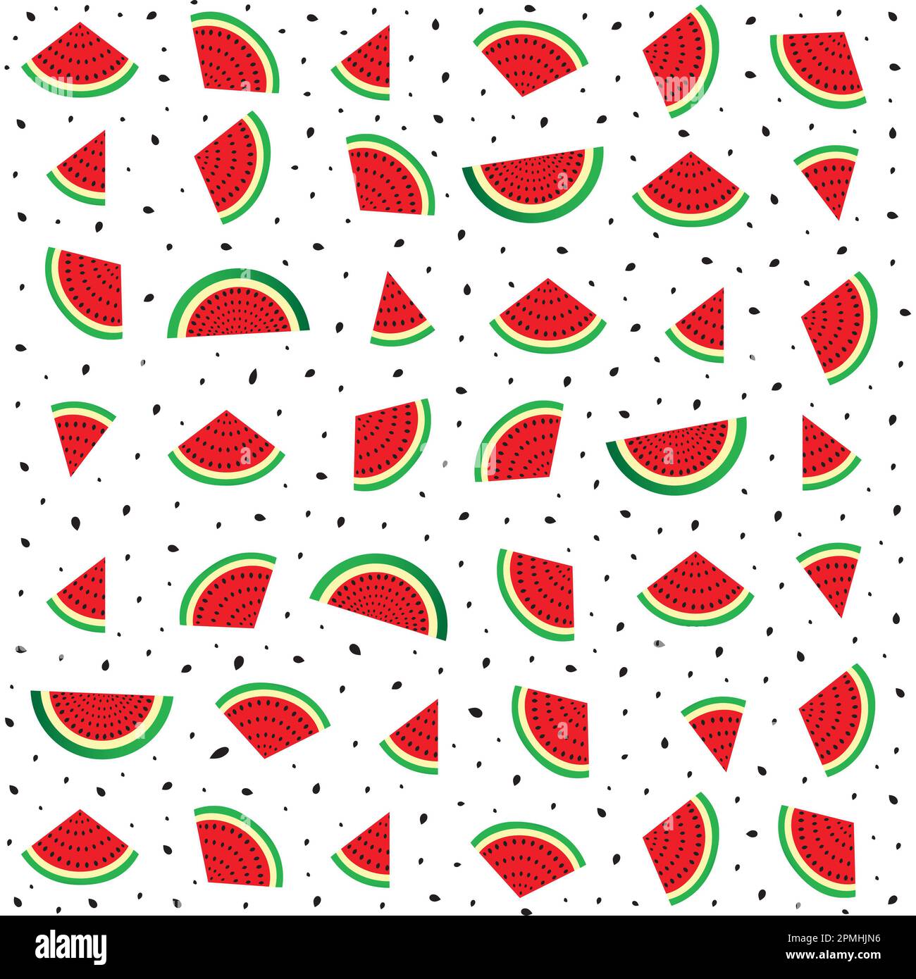 Watermelon pattern background with watermelon slices and seeds Stock ...