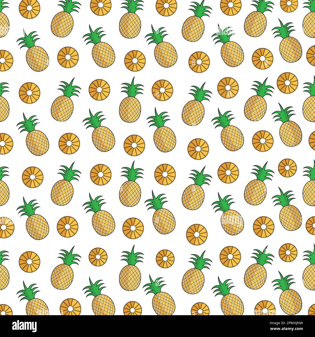 Pineapple Pattern background with pineapple and pineapple slices Stock ...