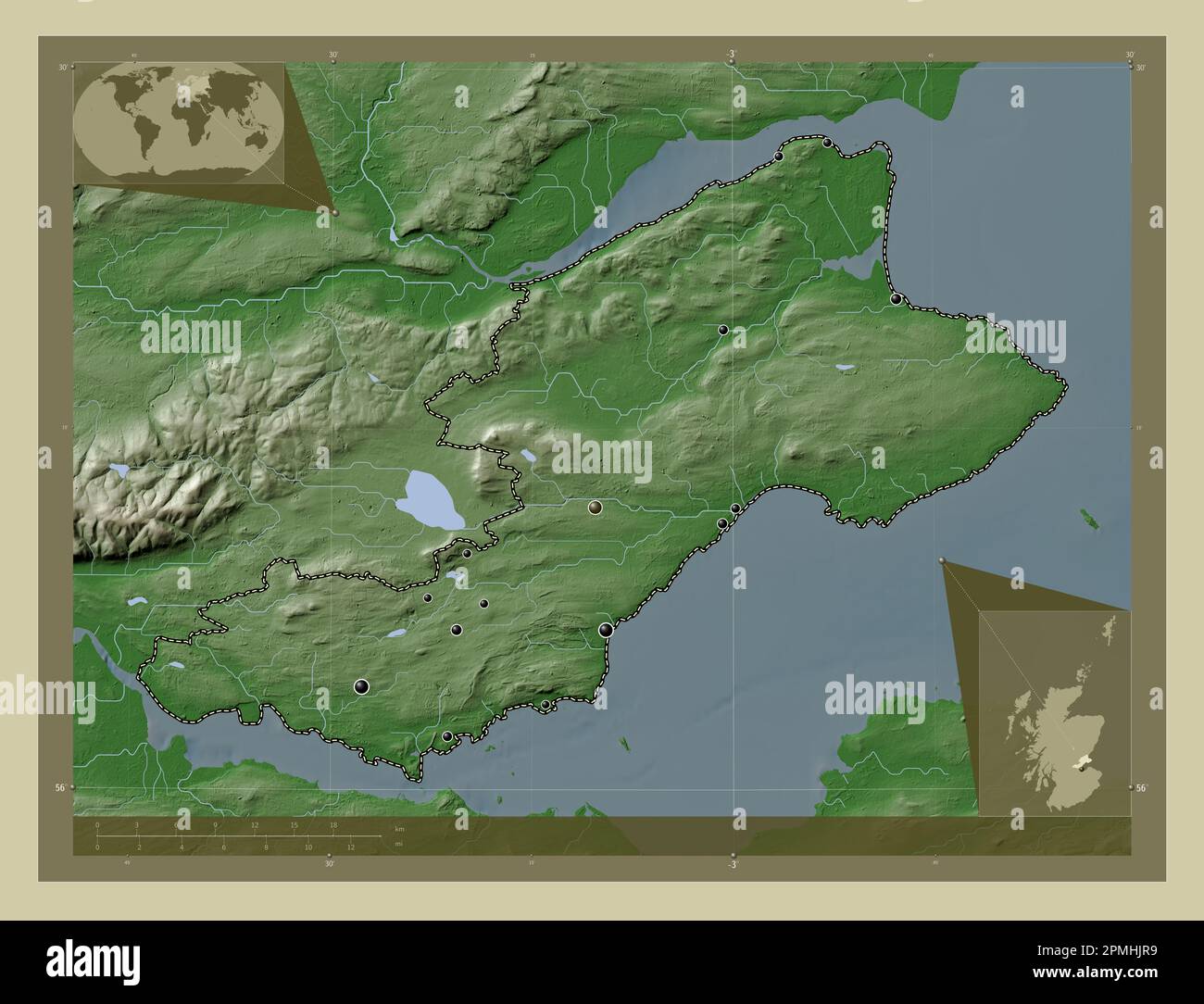 Fife, region of Scotland - Great Britain. Elevation map colored in wiki ...