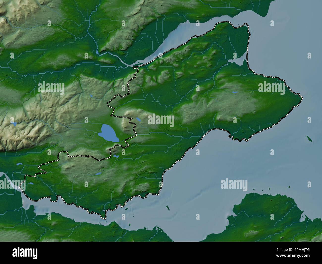 Fife, region of Scotland - Great Britain. Colored elevation map with ...