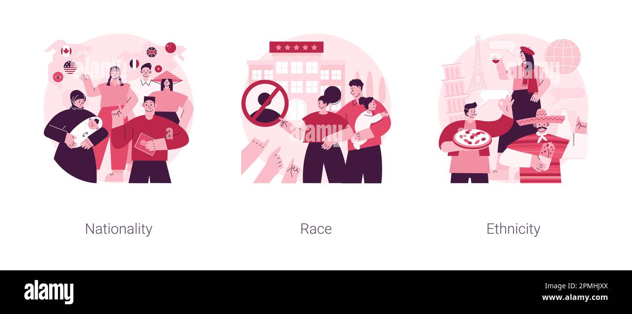 Human diversity abstract concept vector illustration set. Nationality ...