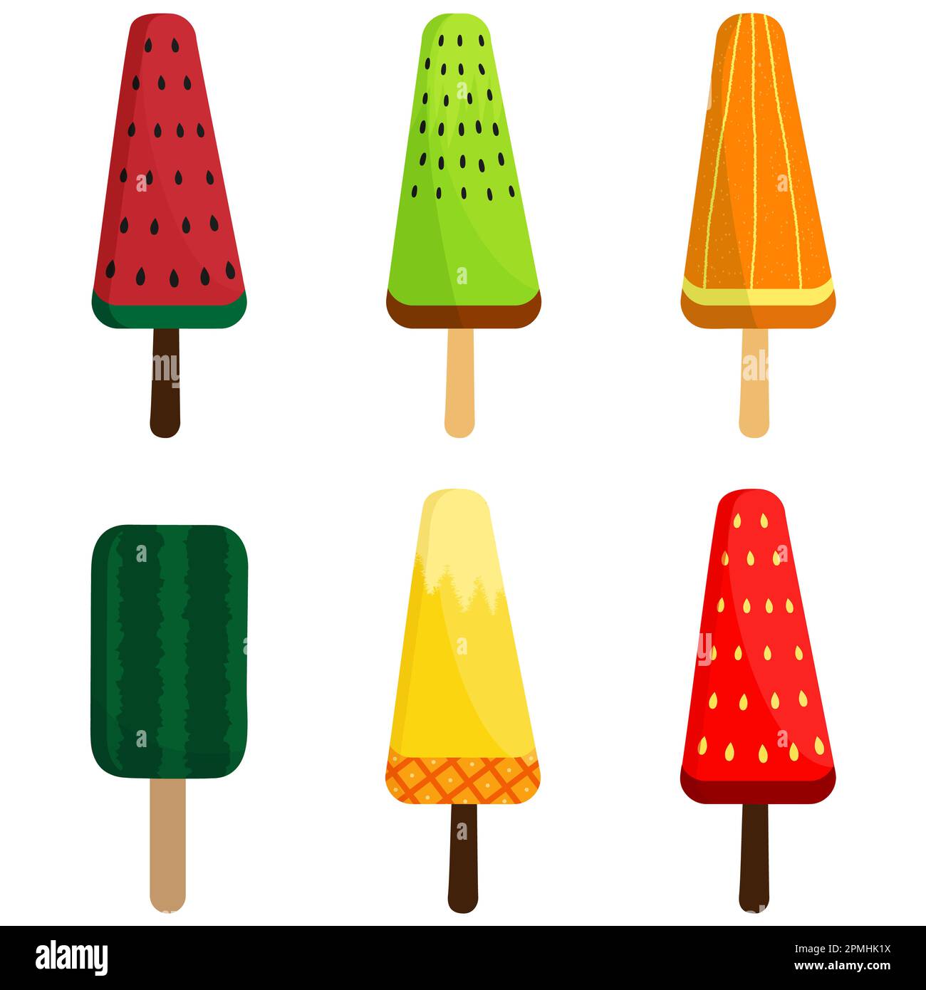 Ice pops set of 8, Ice popsicles, Vector ice pops collection Stock ...