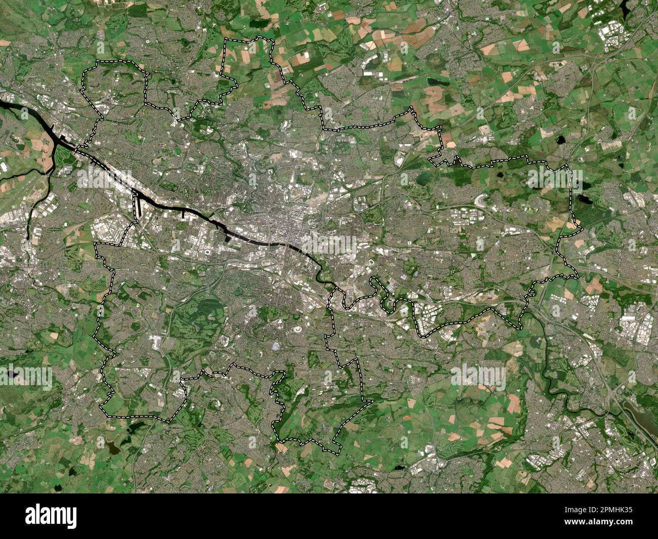 Glasgow, region of Scotland - Great Britain. Low resolution satellite ...