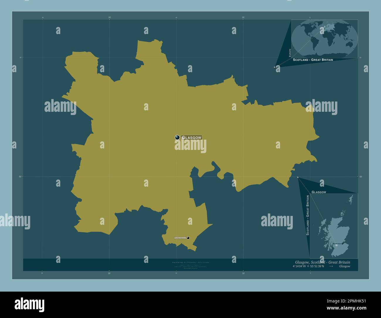 Glasgow, region of Scotland - Great Britain. Solid color shape ...