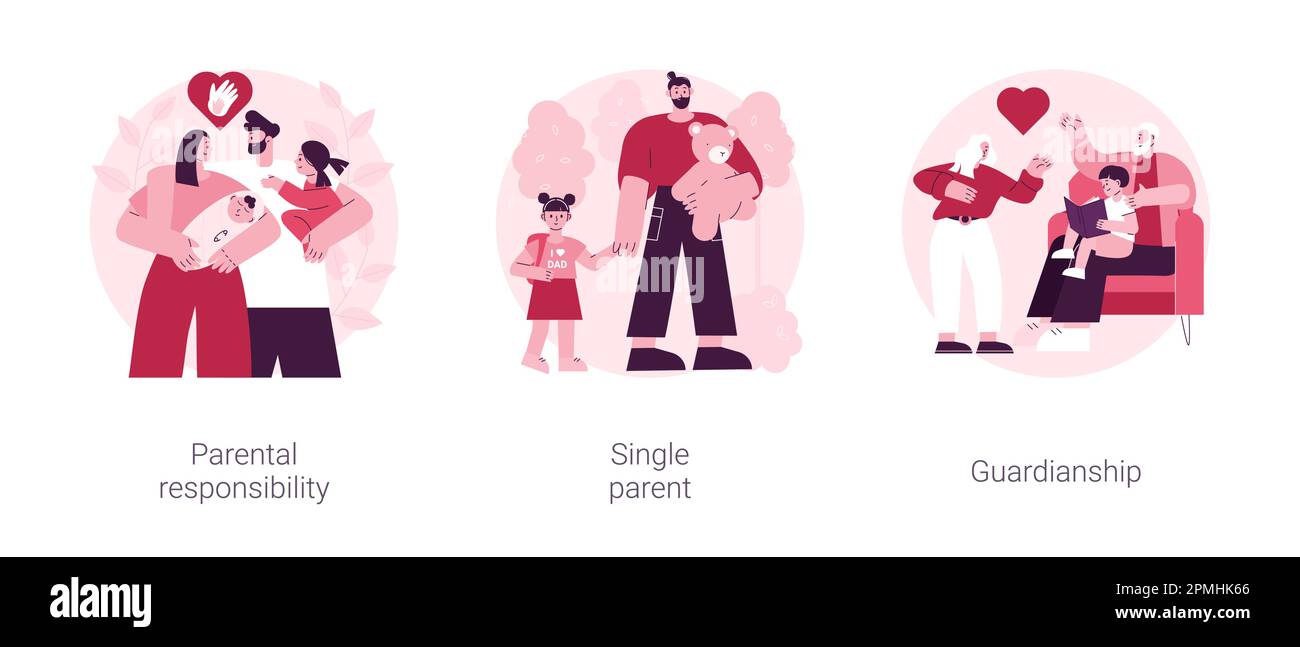 Child custody abstract concept vector illustration set. Parental ...