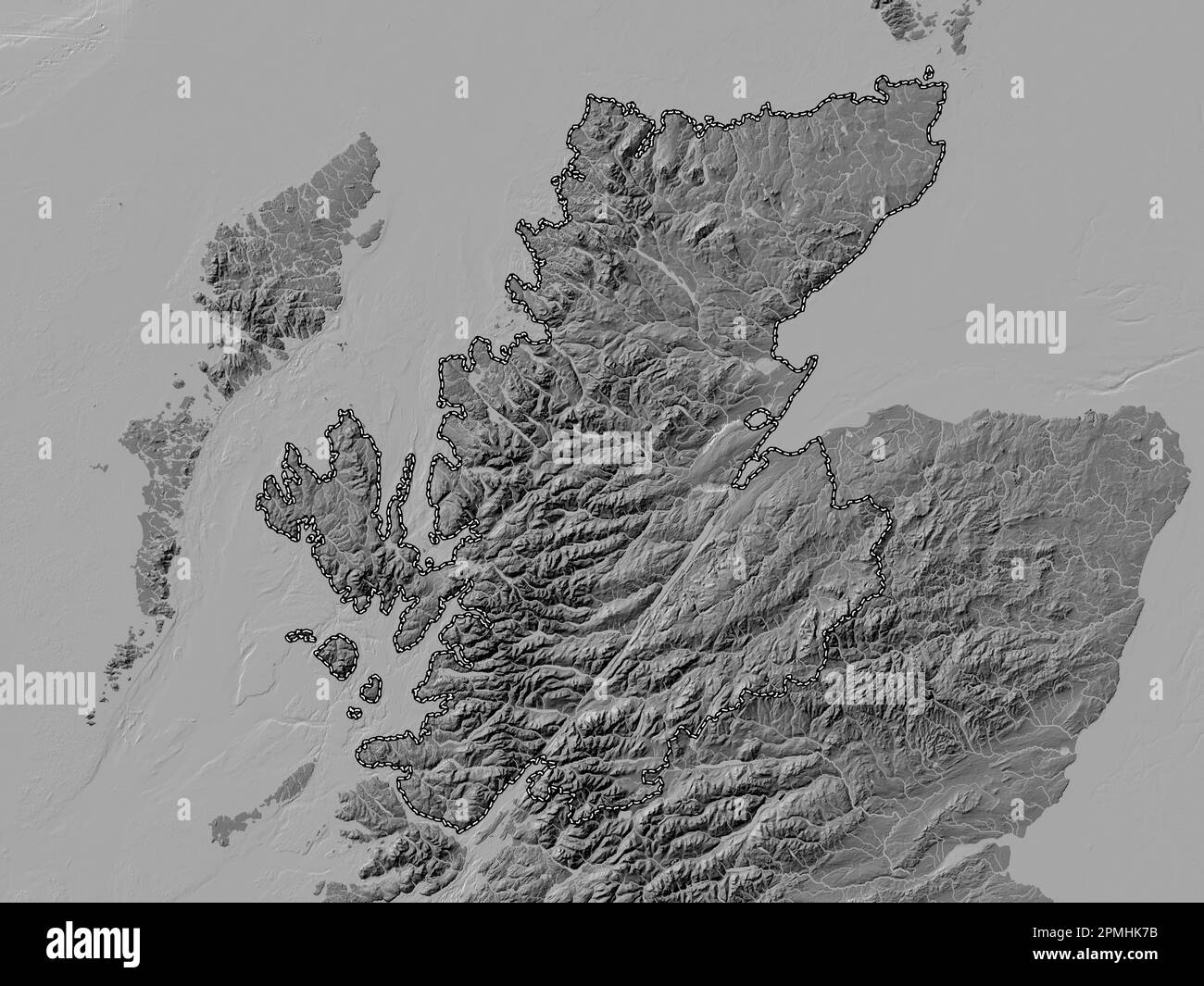 Highland, region of Scotland - Great Britain. Bilevel elevation map ...